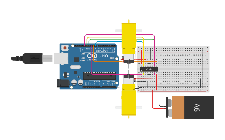 Circuit design Full motor testing | Tinkercad