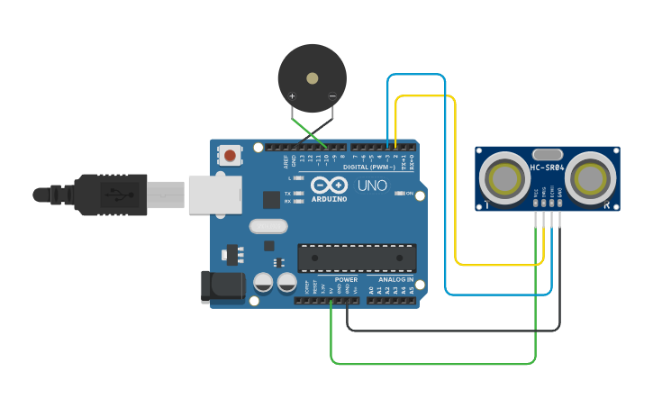 Circuit design Smart Stick for blind people - Tinkercad
