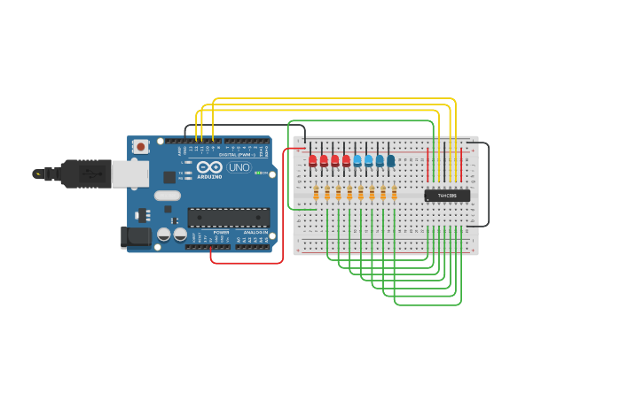 Circuit design Logical Shift Left and Right with 74HC595 | Tinkercad Circuit design Logical Shift Left and Right with 74HC595 | Tinkercad