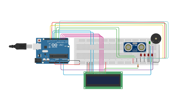 Circuit design DIY Security Alarm using LCD and Ultrasonic Sensor ...