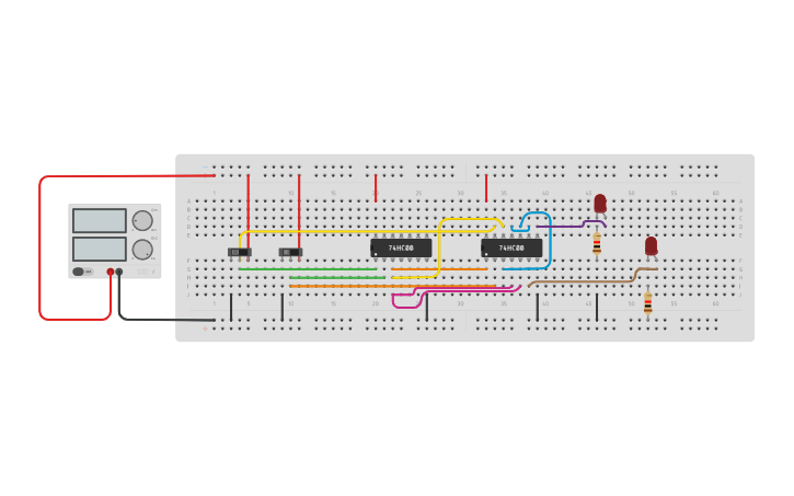 Circuit design HALF ADDER USING NAND GATES - Tinkercad