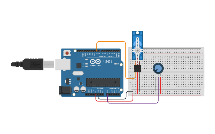 Circuit design Knob Potentiometer - Tinkercad