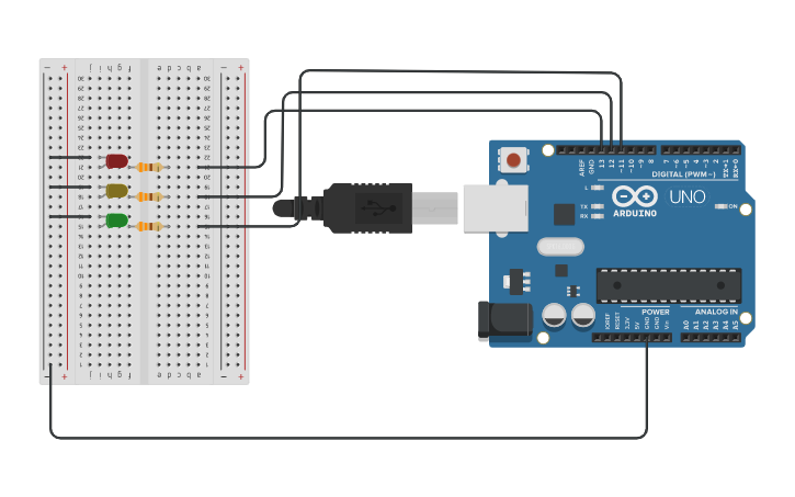 Circuit design Semaforo Simples - Tinkercad