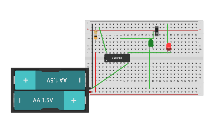 Circuit design NOT GATE using 7400 ICs | Tinkercad Circuit design NOT GATE using 7400 ICs | Tinkercad