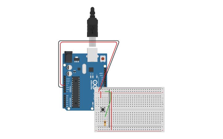 Circuit design Exemplo resistor pull-down | Tinkercad
