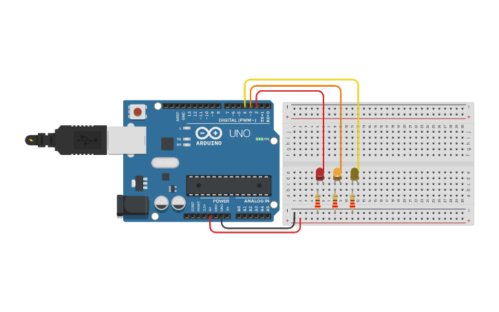 Circuit design SECUENCIA DE LEDS - Tinkercad