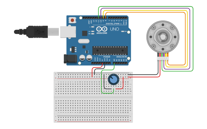 Circuit design Motor paso a paso | Tinkercad
