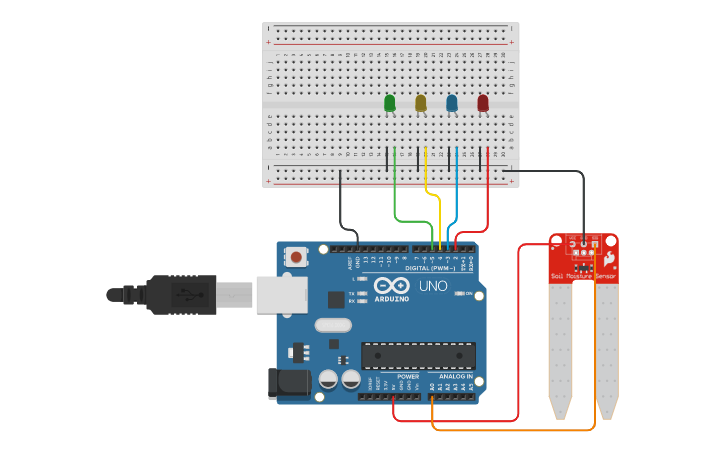 Circuit design Soil Moisture Sensor | Tinkercad
