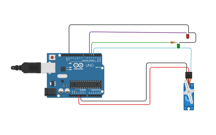 Circuit design servomotor y arduino - Tinkercad