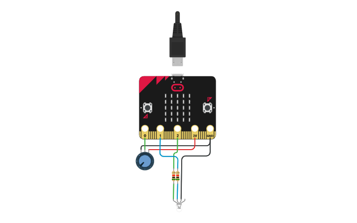 Circuit design Micro:Bit LED RGB Potentiometer - Tinkercad
