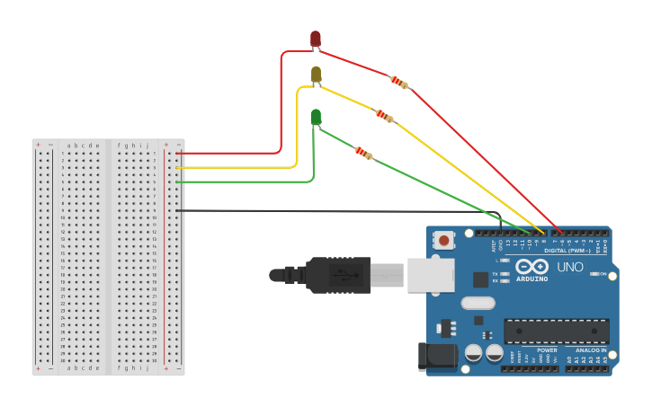 Circuit design Multiple LEDS - Tinkercad