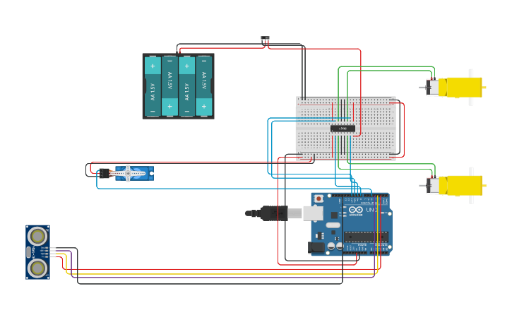 Circuit design Object Avoiding Robot - Tinkercad