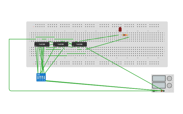 Circuit design K-Map 1 NAND - Tinkercad