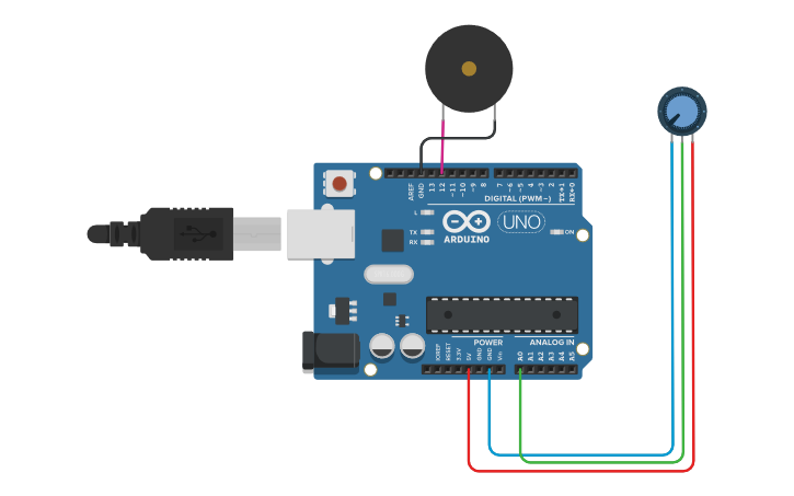 Circuit design Aufgabe 3 Arduino analog/digital | Tinkercad