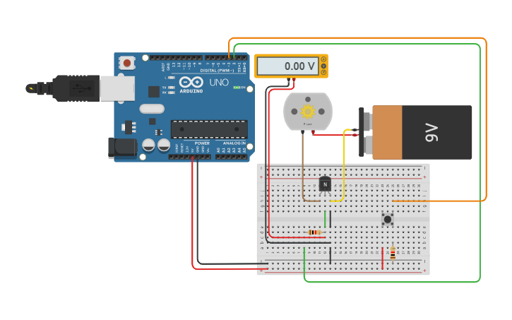 Circuit design Transistor NPN as relay - Tinkercad