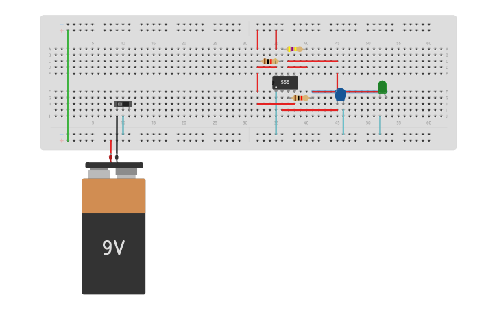 Circuit design blinking led using slide switch - Tinkercad
