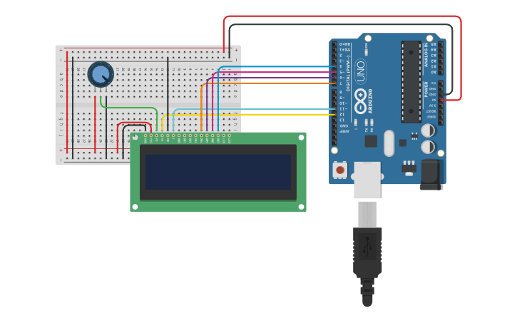 Circuit design LCD_Shows_Custom_Bytecode_Character - Tinkercad