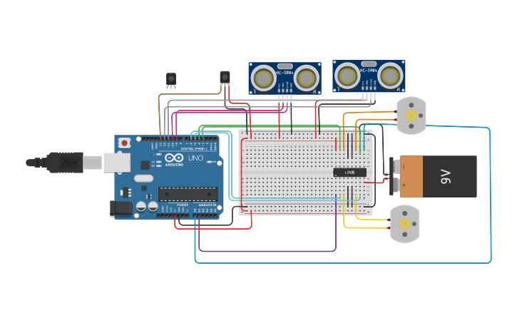 Circuit design SUMO ROBOT UPDATED - Tinkercad