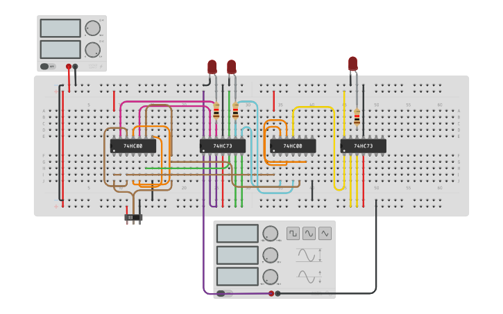 Circuit Design 3 Bit Asynchronous Up Counter Using 7473 Tinkercad