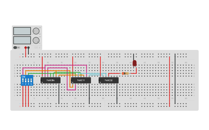 Circuit design 3 variables | Tinkercad