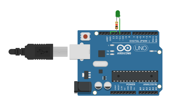 Circuit Design Led Verde Tinkercad