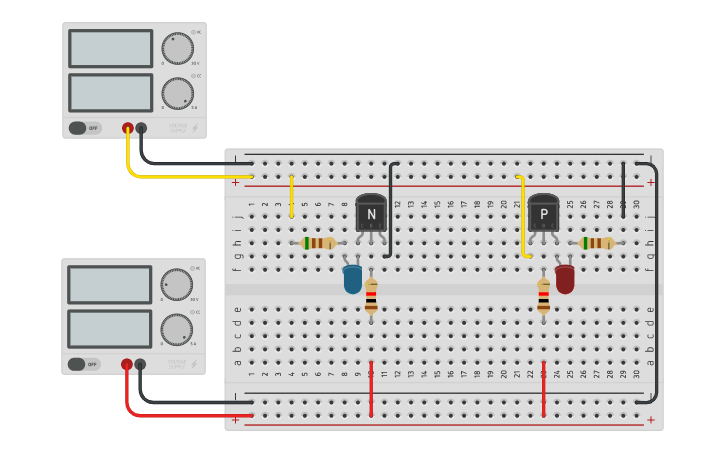 Circuit design LED transistor TBJ - Tinkercad