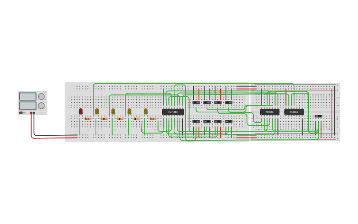Circuit design 4-Bit Binary Parallel Adder/Subtracter - Tinkercad