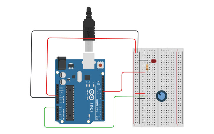 Circuit Design Led Using Potentiometer Tinkercad