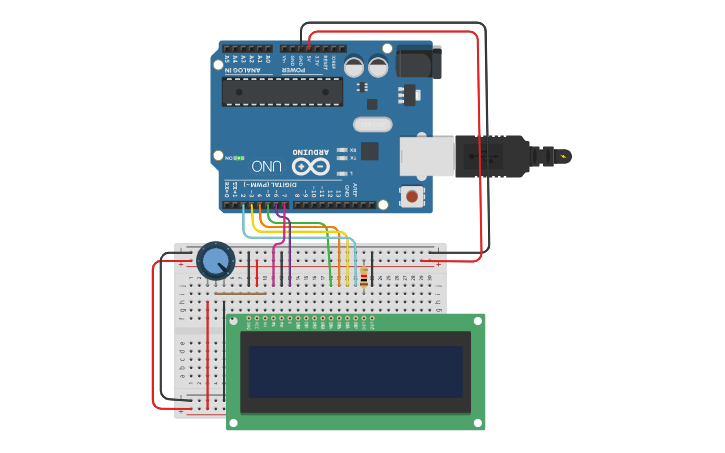 Circuit design PANTALLA LCD Y ARDUINO (ALERTA) - Tinkercad