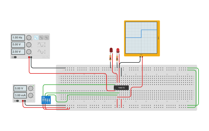 Circuit design JK FLIP FLOP IC 7473 | Tinkercad