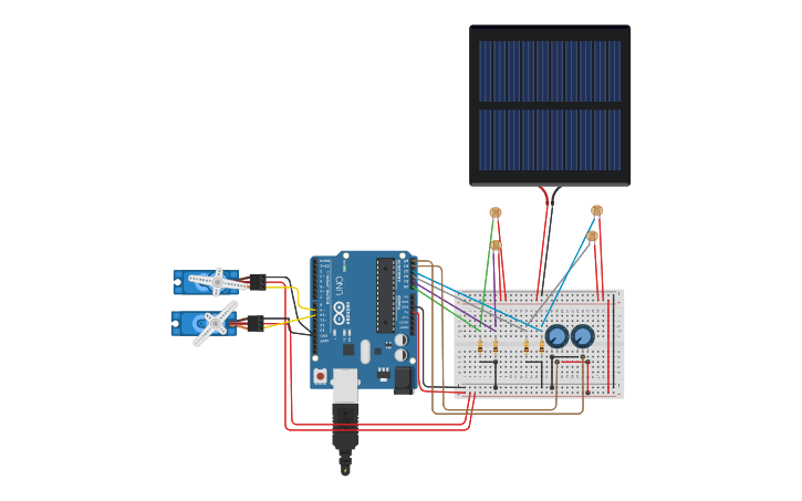 Circuit design solar tracker project - Tinkercad