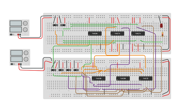 Circuit design PISO SHIFT REGISTER - Tinkercad