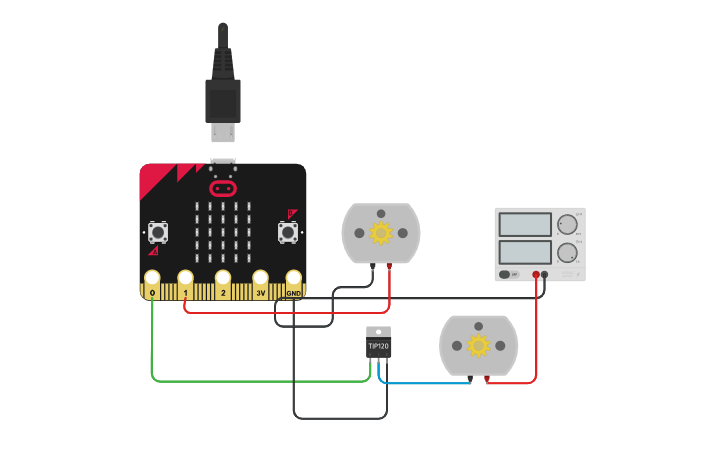 Circuit design Week 11 Motor with TIP120 | Tinkercad