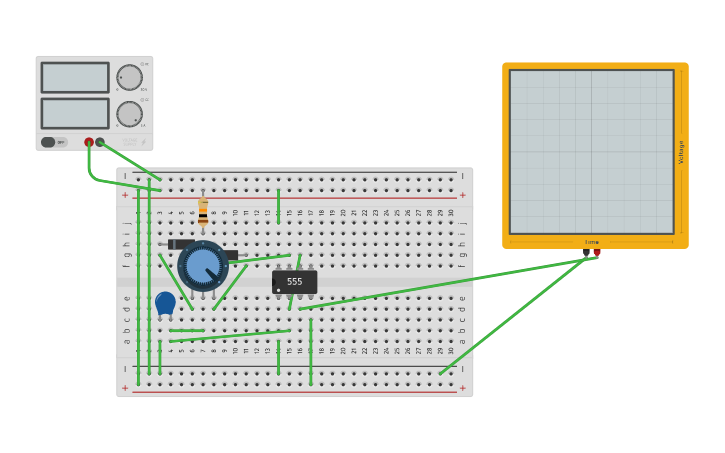 Circuit design 555 PWM motor control - Tinkercad