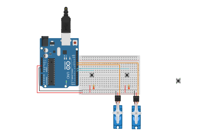 Circuit Design Servo Con Pulsador Tinkercad