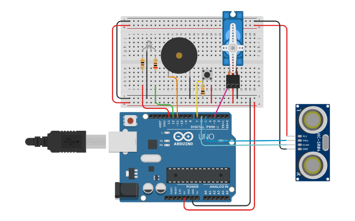 Circuit design HC-SR04 -- SACİD | Tinkercad