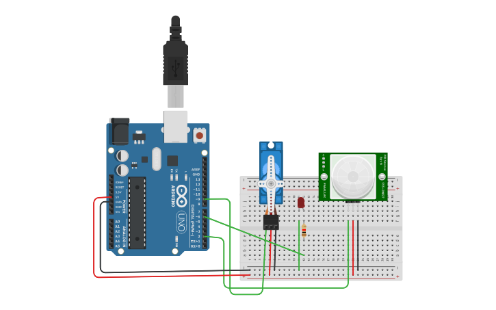 Circuit design PIR - Tinkercad