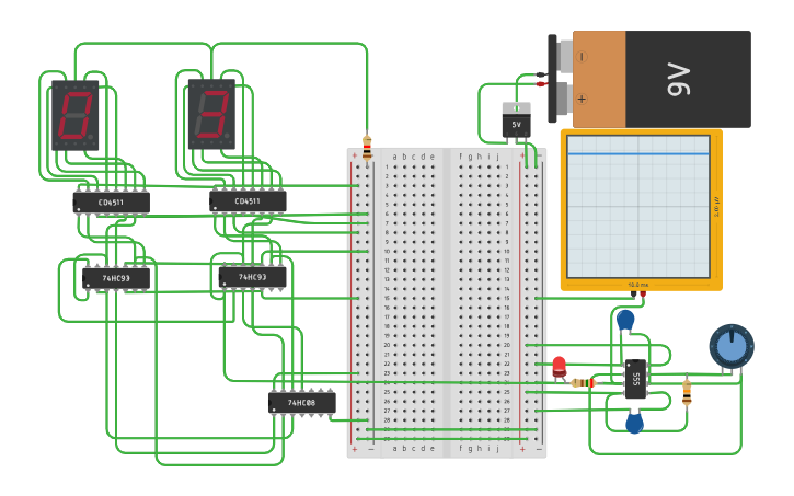 Circuit Design Stopwatch Counter Tinkercad