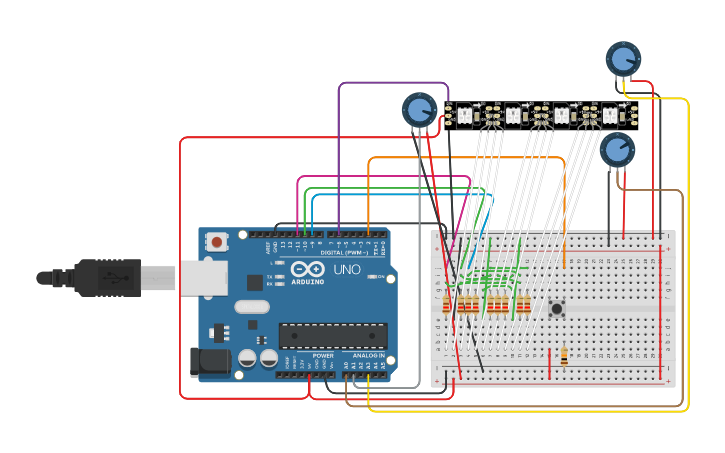 Circuit design mixte animation lumineuse v5.0 | Tinkercad