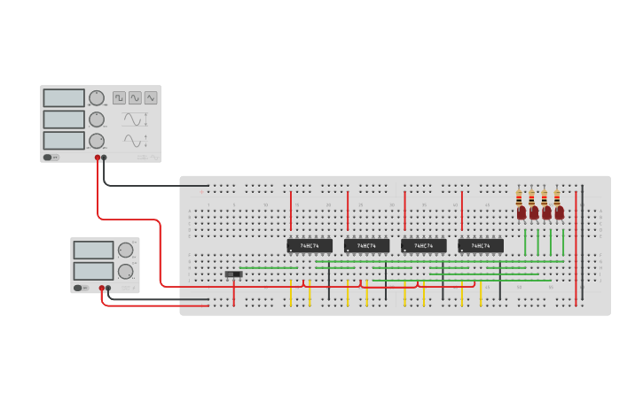 Circuit design Left-Shift Register | Tinkercad