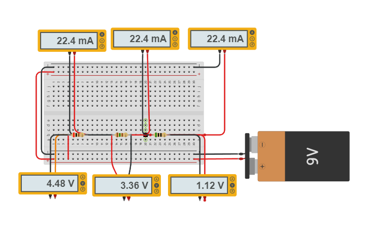 Circuit design Resistores em Série - Tinkercad