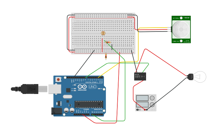 Circuit design Automatic School Class Lighting | Tinkercad