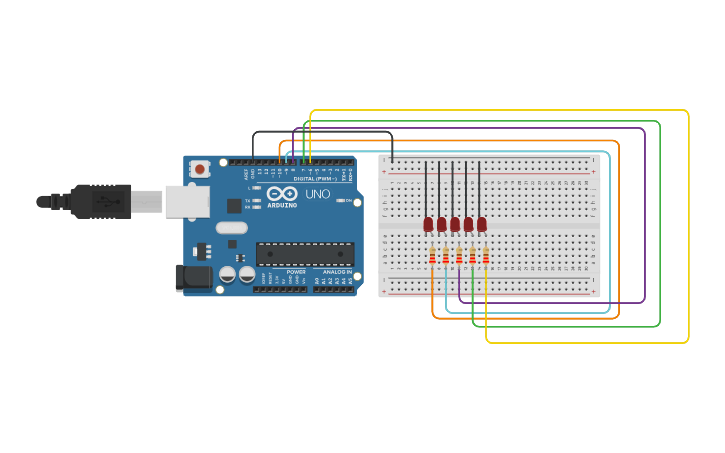 Circuit design Circuito Secuencia de leds - Tinkercad