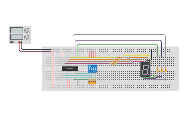 Circuit design BCD to Seven Segment decoder - Tinkercad