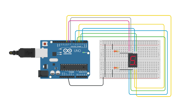 Circuit design 7 Segment - Tinkercad