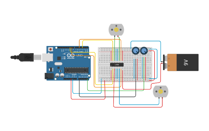 Circuit design Motores - Tinkercad