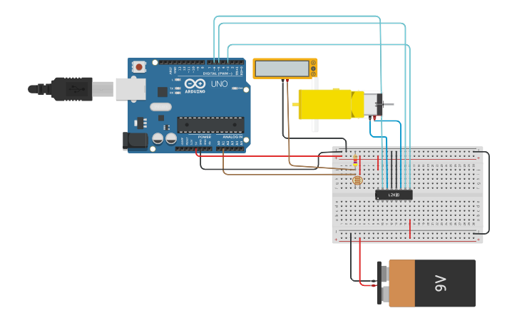 Circuit design Arduino Controlling Motor with H-Bridges and LDR - Tinkercad