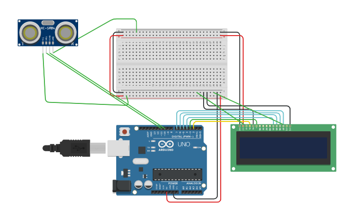 Circuit Design Distance Measurement Using Ultrasonic Sensor With Lcd
