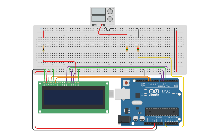 Circuit design Copy of Arduino Voltmeter + Ammeter | Tinkercad Circuit design Copy of Arduino Voltmeter + Ammeter | Tinkercad