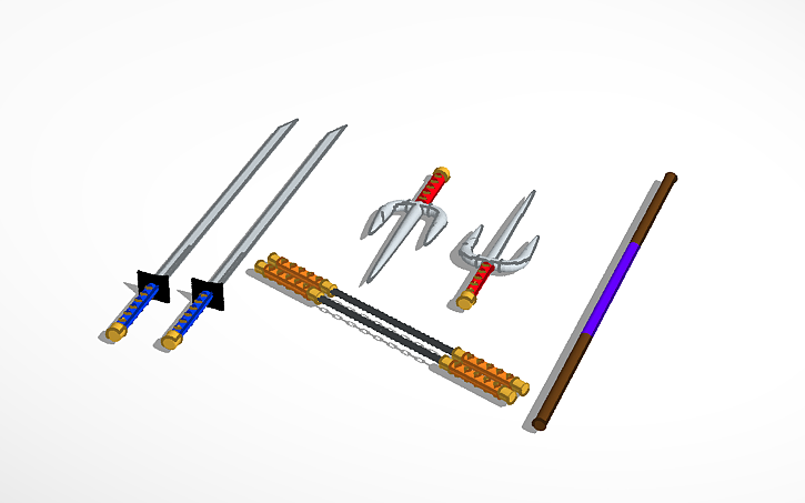 3D design TMNT weapons - Tinkercad